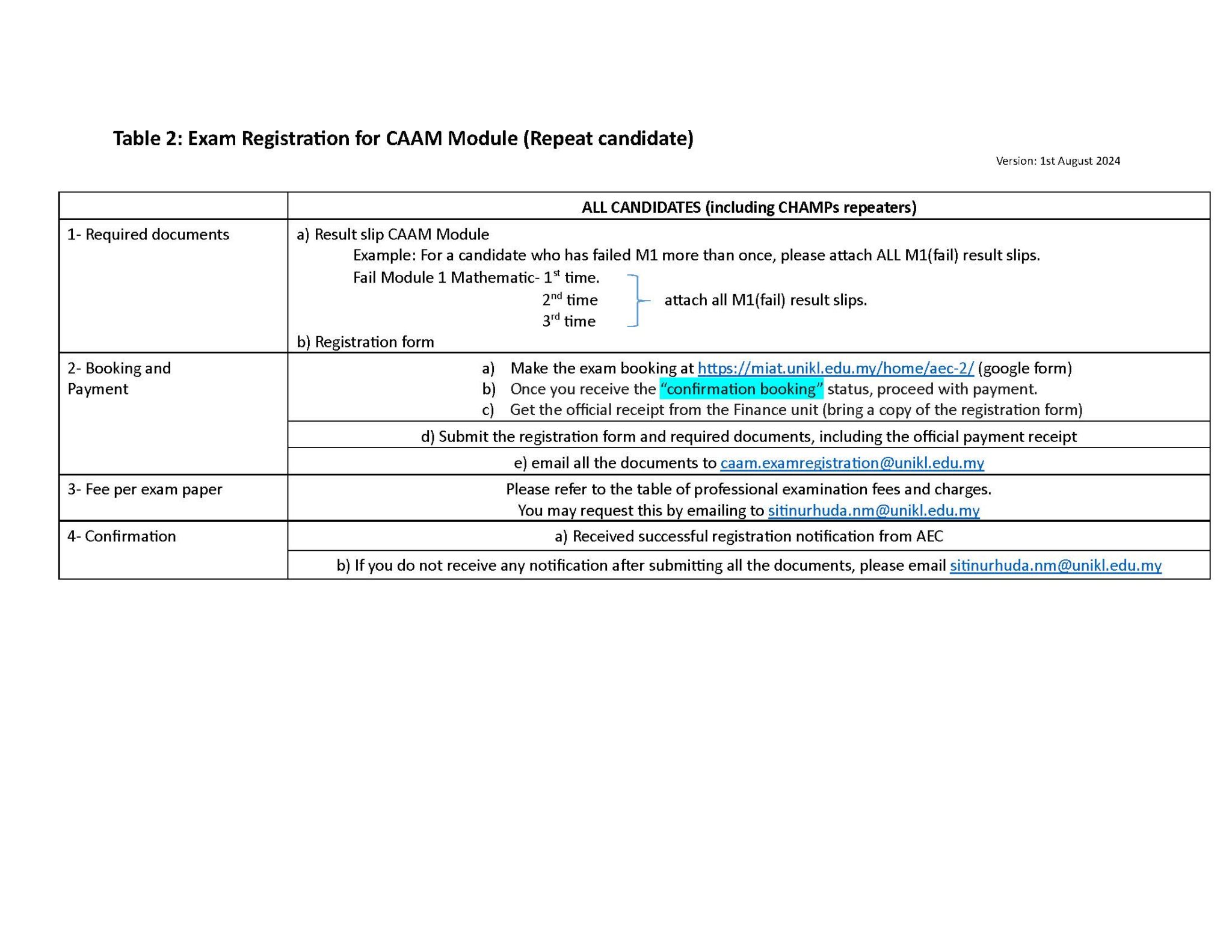 CAAM REGISTRATION PROCESS FLOW - UniKL MIAT